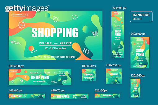 Collection web banners different sizes for mobile and social networks ...