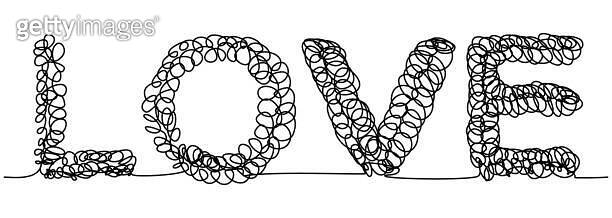 Word Love Continuous line. Valentine's Day, wedding, etc. Handwritten ...