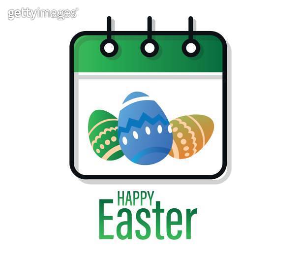 Easter calendar line and icon, Happy Easter and holiday, calendar ...
