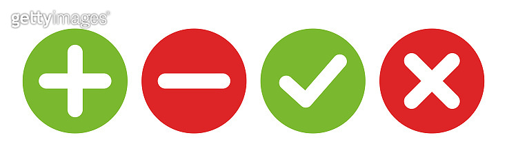 Plus, minus, check mark and cross calculator icons in flat style ...