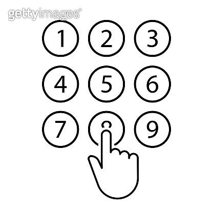 Finger entering pin code vector icon. Unlock and password sign ...