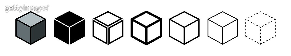 Set of cubes vector icons. Black simple cube pictogram. (1304361671 ...