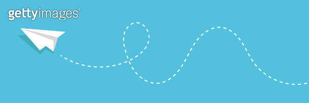 Blue sky with paper plane flying vector background. Creative carton ...