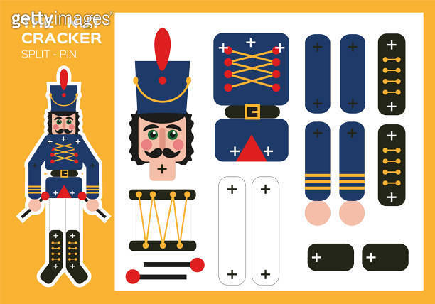 Nutcracker Split-Pin Paper Cut Game. Christmas craft activity for kids ...