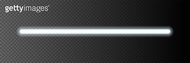 Neon light stick on transparent background. White led line glowing ...