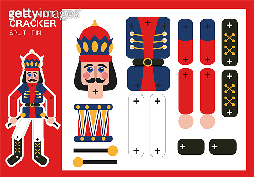 Nutcracker Split-Pin Paper Cut Game. Christmas craft activity for kids ...