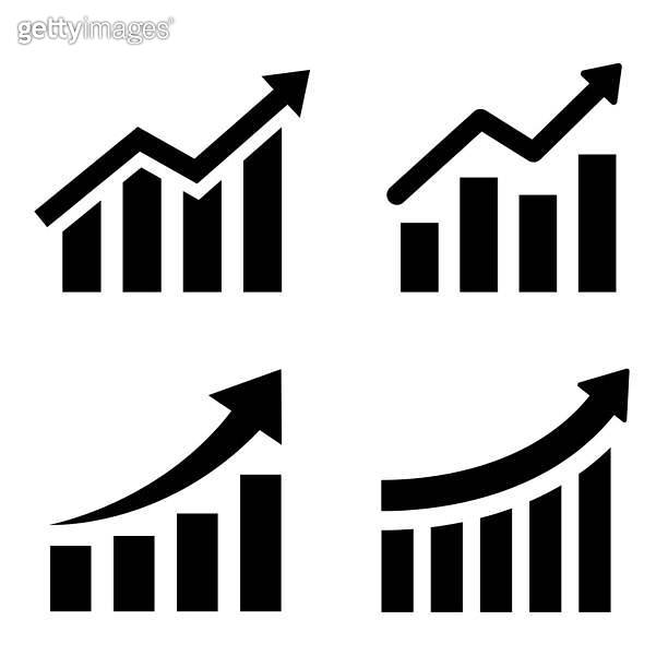Growing graph set. Business chart with arrow. Growths chart collection ...