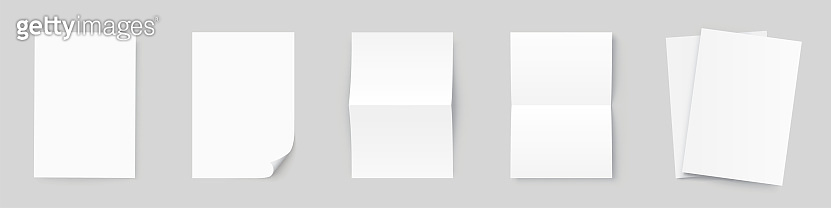 Realistic paper format A4 with shadow. Empty paper sheet curled corner ...