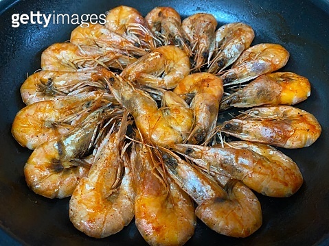 Large White Shrimp (Penaeus setiferus) ready to be served 이미지 ...