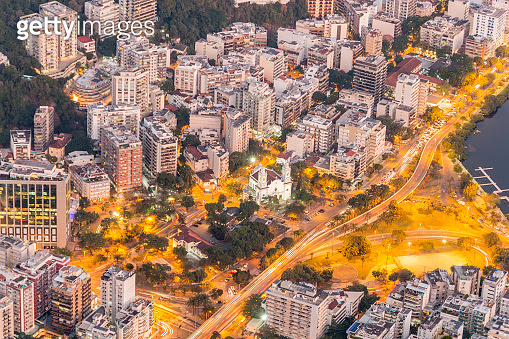 neighborhood of humaita seen from the top of the hill of corcovado rio ...