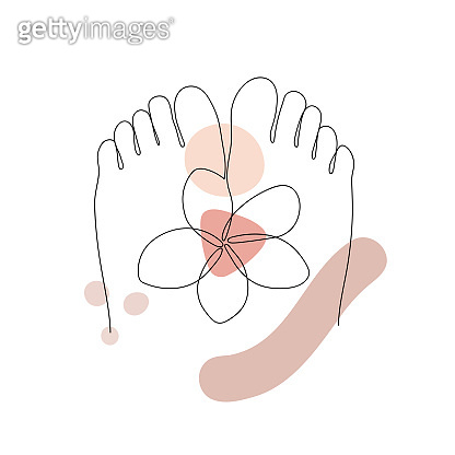 Abstract image in a linear style of feet and a flower. 이미지 (1295377169 ...