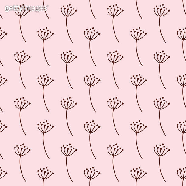 Maroon abstract dandelion flowers ornament seamless pattern. Pastel ...