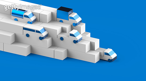 Transport constructor 3d visual. Primitive truck set render. Geometry ...