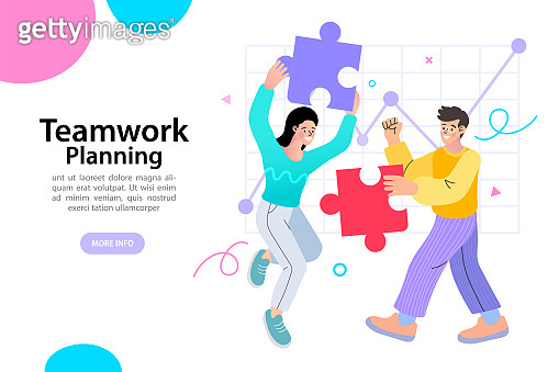 Group of business people assembling jigsaw puzzle and represent team ...