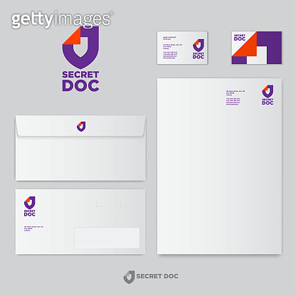 Secret Doc emblem. Shield with folded corner as paper document. Emblem ...