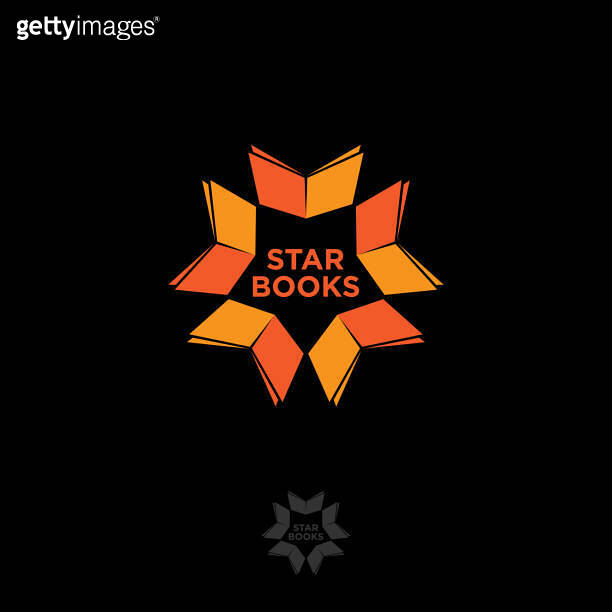 Star Books emblem. Digital library icon. Literary community. The star ...