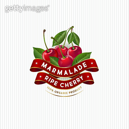 Package design for cherry marmalade. Label with ripe cherries. 이미지 ...