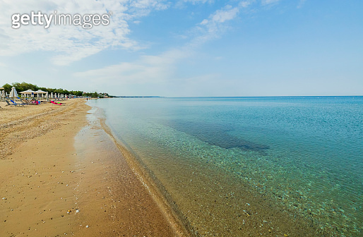 Beautiful colorful nature view of coast line on bright summer day ...