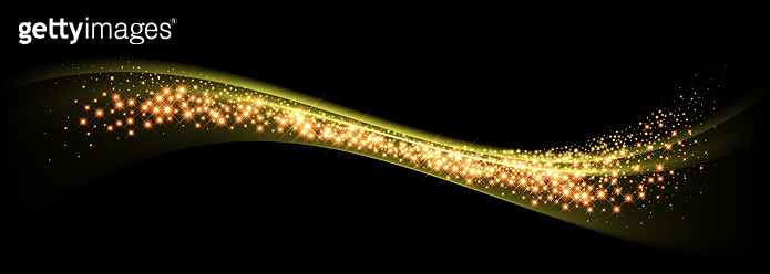 Gold line background, shiny wave with vector golden light sparkles and ...