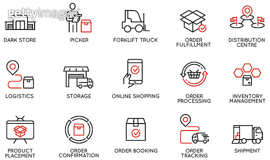 Vector Set of Linear Icons Related to Tracking Order, Shipping and ...