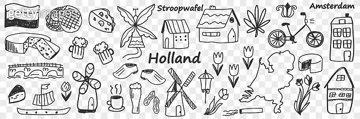 Dutch traditional symbols doodle set 이미지 (1307152802) - 게티이미지뱅크