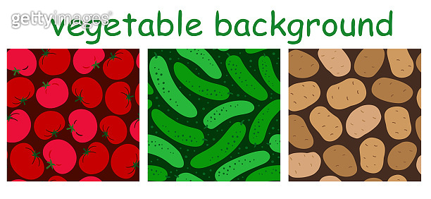 Set of decorative seamless pattern backgrounds with stylized vegetable ...