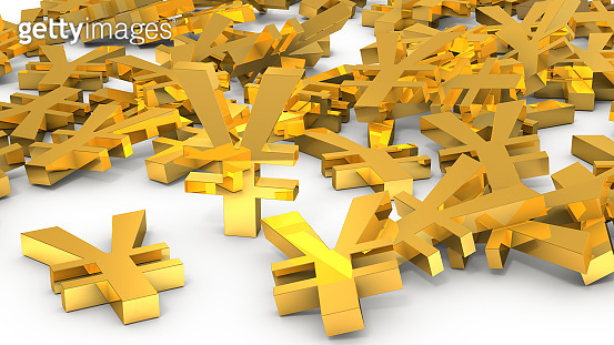 A large amount of yen currency scattered. It is a symbol of economic ...