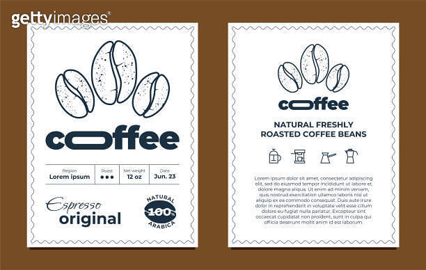 Coffee packaging label design template set. Espresso original graphic ...