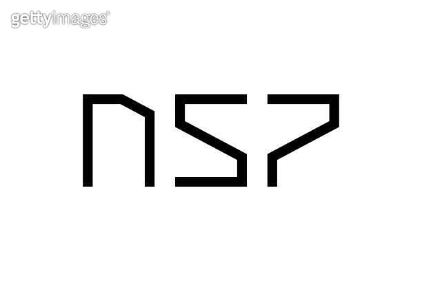 Initial NSP abstract futuristic letters for progress technology ...