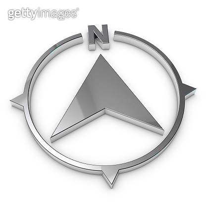 North Direction Compass Symbol - Silver Metallic 3D Illustration ...
