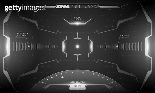 VR HUD interface cyberpunk screen black and white design concept ...