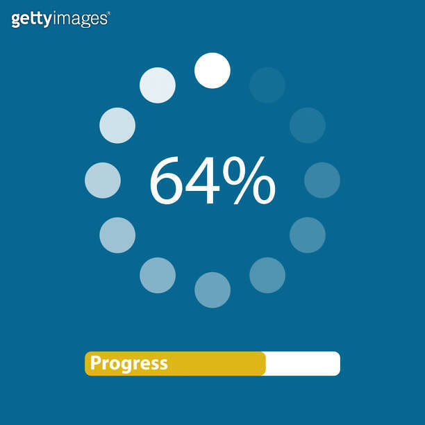 Dotted Loading In Progress Bar - Vector Illustration - Isolated On Blue Background 이미지 ...