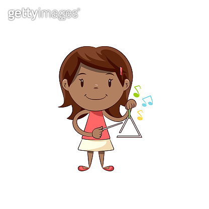 Little girl playing triangle, happy cute child (1333962001) 일러스트, 무료 ...