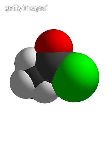 Acetyl Chloride 3d space filling molecular structure isolated on white ...