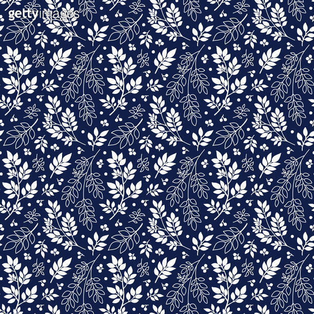White tree branches on navy blue background. Abstract Plant, silhouette ...