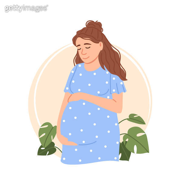 Beautiful Caucasian pregnant woman isolated portrait. Flat young ...