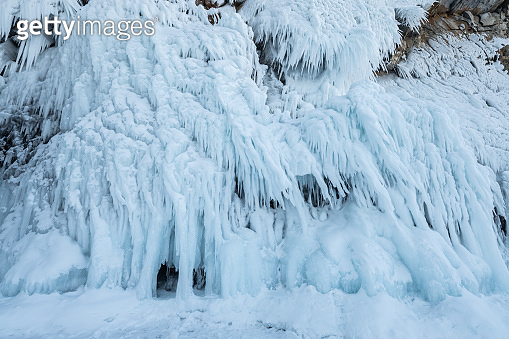Spectacular landscape of an ice formation such as Ice spike and Icicle ...