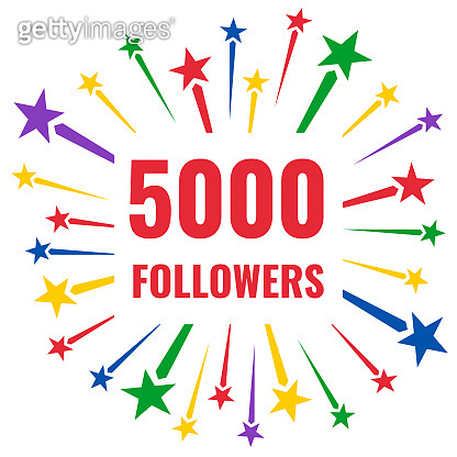 thank you 5k followers, social network 5000 subscribers greetings card ...