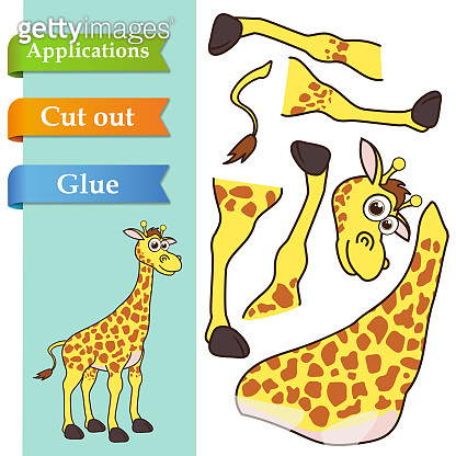 Create paper application the cartoon fun Giraffe. Use scissors cut ...