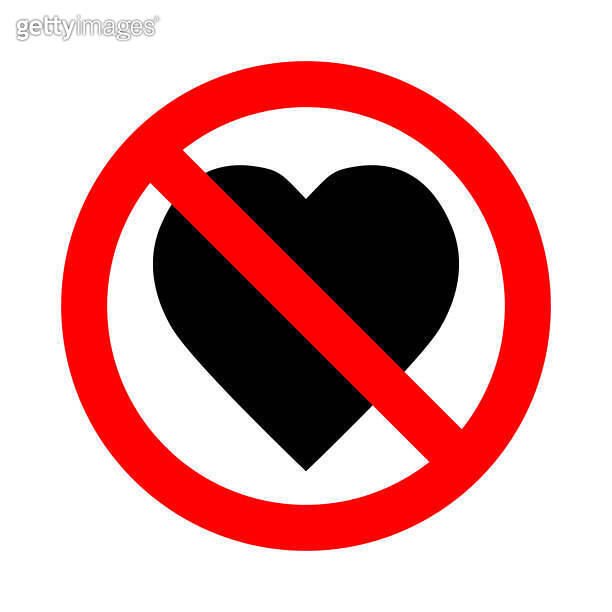no love allowed, red round vector sign with heart 이미지 (1331579190) - 게티 ...