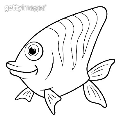 Colorless cartoon Butterfly fish. Coloring pages. Template page for ...