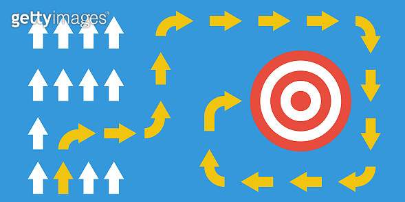 difficult around path to target, success business strategy vector ...
