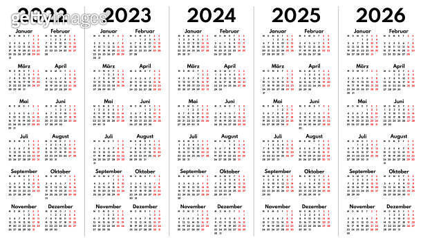 2022 2023 2024 2025 2026 full years german language calendar grids ...