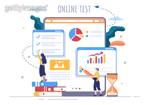 Online Testing Background Vector Illustration With Checklist, Taking ...