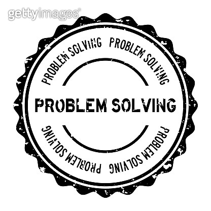 Grunge black problem solving word round rubber seal stamp on white ...