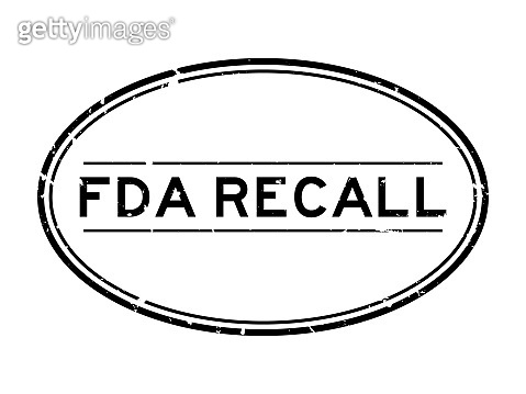 Grunge black FDA recall word oval rubber seal stamp on white background ...