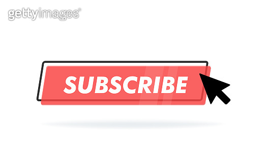 Cool vector subscribe button with cursor in flat design. Ideal for ...