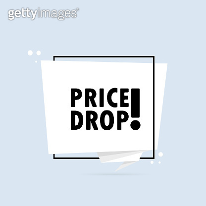 Price drop. Origami style speech bubble banner. Sticker design template ...