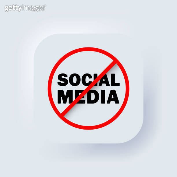 Stop social media. Vector, icon. No Social Media Sign. Prohibition sign ...