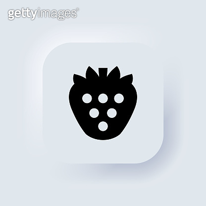 Strawberry icon. Fruit icon. Neumorphic UI UX white user interface web ...